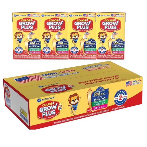 Lốc 4 hộp sữa pha sẵn 110ml COLOS24h GROW PLUS - Cho trẻ từ 1 tuổi t ...