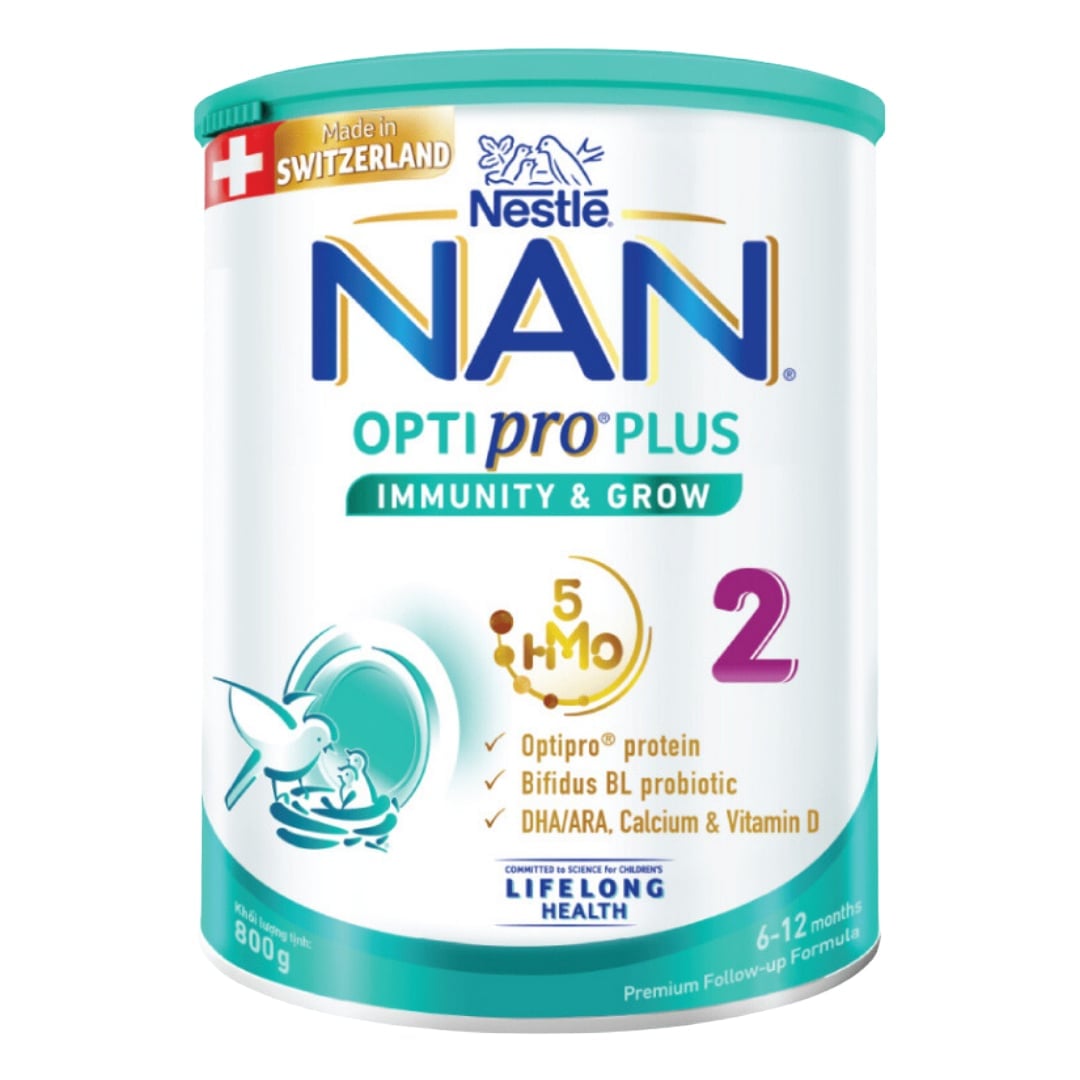 Sữa Bột Nestlé NAN OPTIPRO PLUS 2 800g/lon với 5HMO Sản Xuất Tại Thụy ...