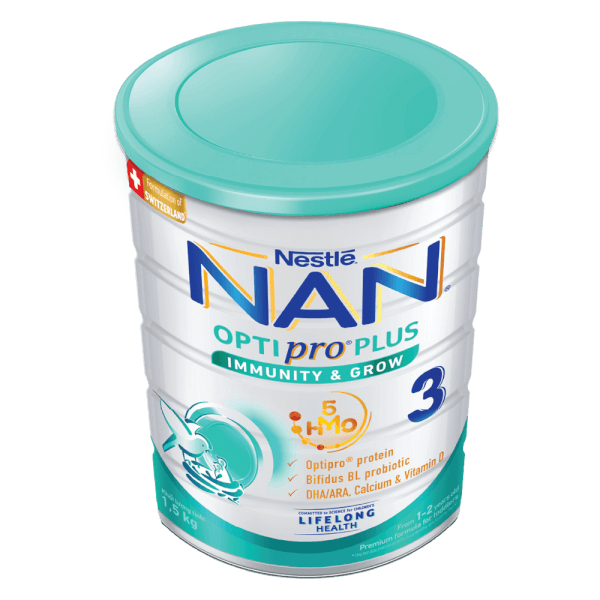 Sữa bột Nan Optipro PLUS 3 1.5kg, với 5HMO, công thức từ Thụy Sĩ (1-2 ...