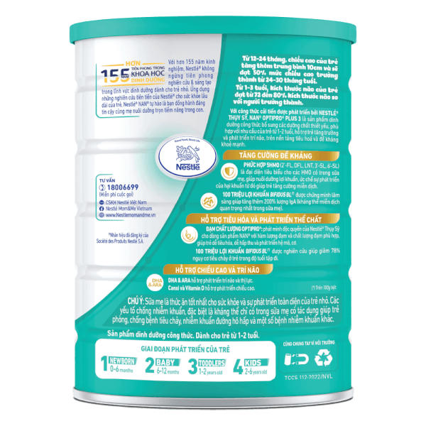 Sữa bột Nan Optipro PLUS 3 1.5kg, với 5HMO, công thức từ Thụy Sĩ (1-2 ...
