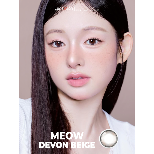 Lens Meow Devon Beige Highlight Nâu Hồng Ánh Be - Hãng IDIFF