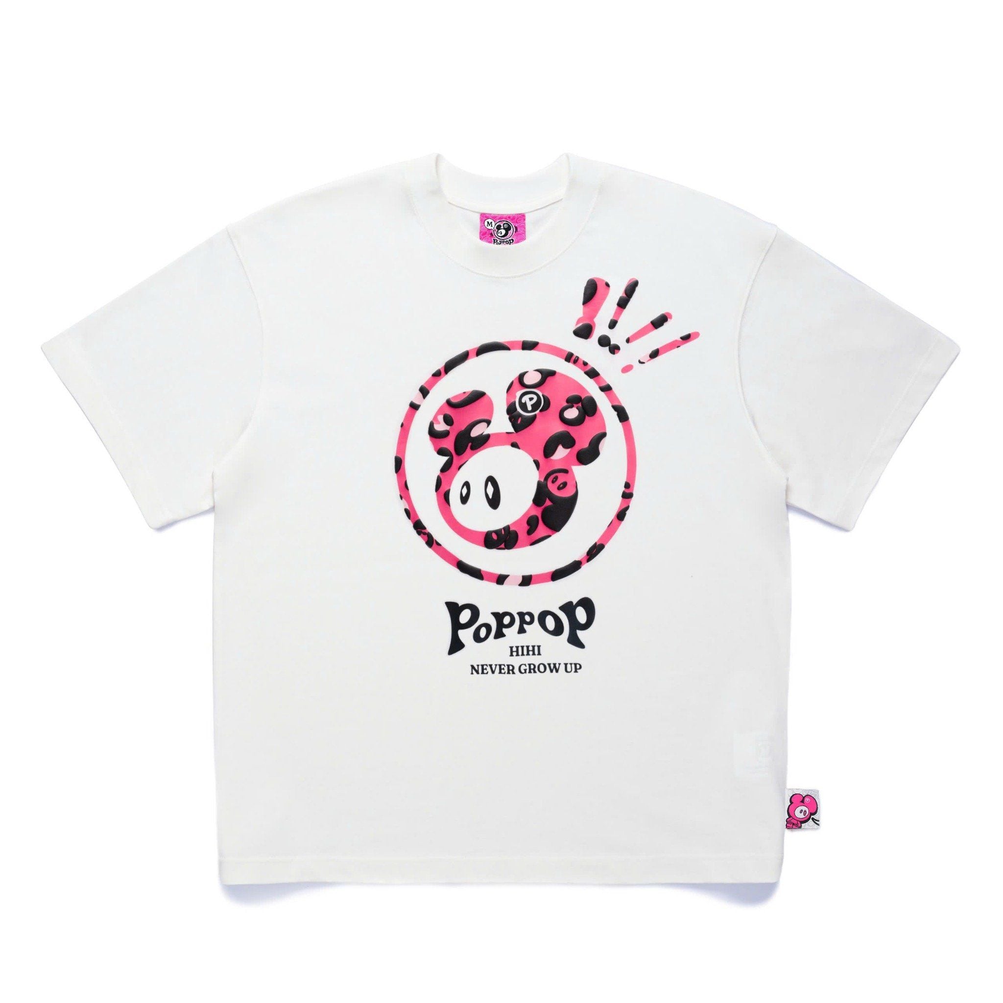 Poppop Mascot PP Leopard Oversize T-Shirt White/Pink – Poppophihi