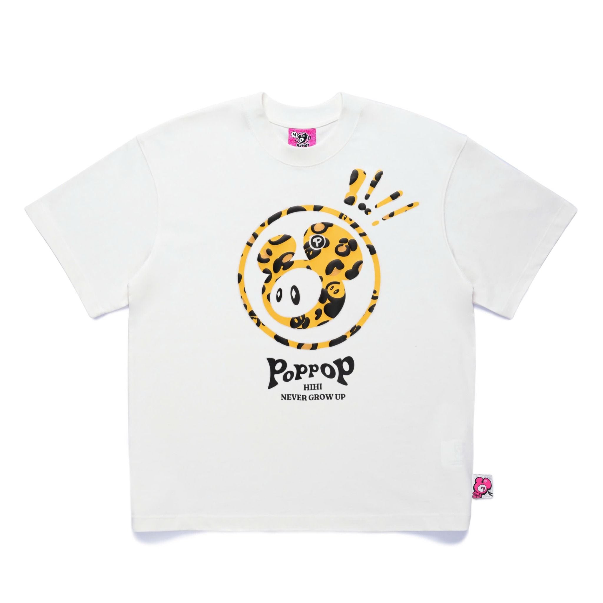Poppop Mascot PP Leopard Oversize T-Shirt White/Yellow – Poppophihi