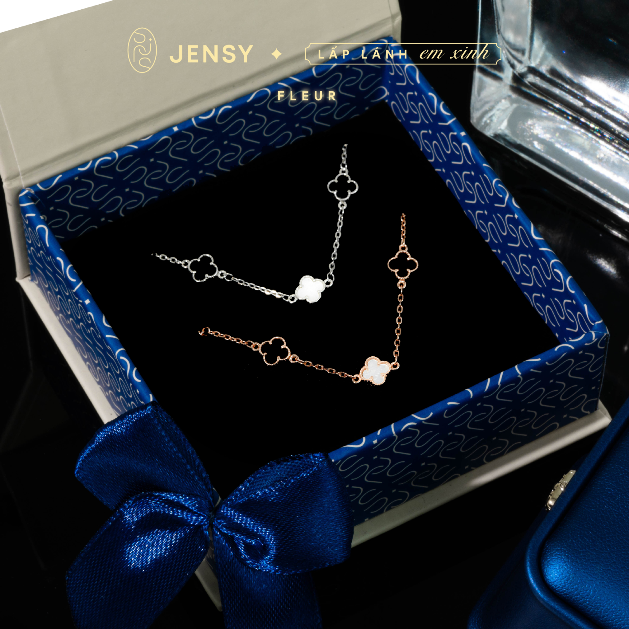 Lắc Tay Bạc Nữ S925 JENSY Hoa 4 Lá May Mắn "Fleur " LTBG0QYN0, Vòng Ta ...