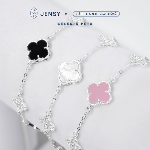 Lắc Tay Bạc Nữ S925 JENSY Cỏ 4 Lá Mix Đá Hot Trend "Celeste Peta" LTTL ...