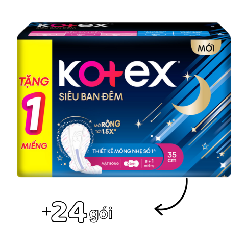 Băng vệ sinh Kotex ban đêm 35cm đệm sau x24 – VANTHANHSTORE