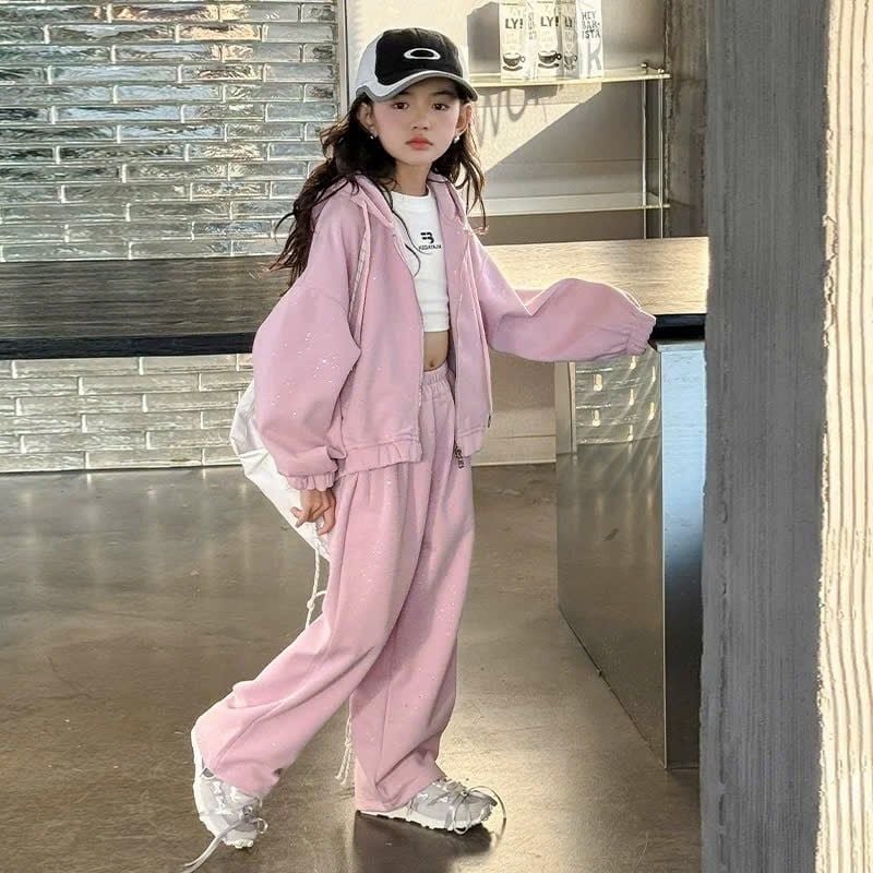 G281 SET 3 MÓN ÁO KHOÁC HỒNG + ÁO BA LỔ + QUẦN HỒNG