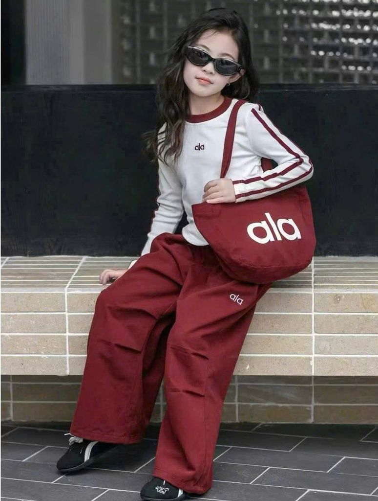 G369 SET ala ĐỎ ÁO TRẮNG TAY DÀI + QUẦN