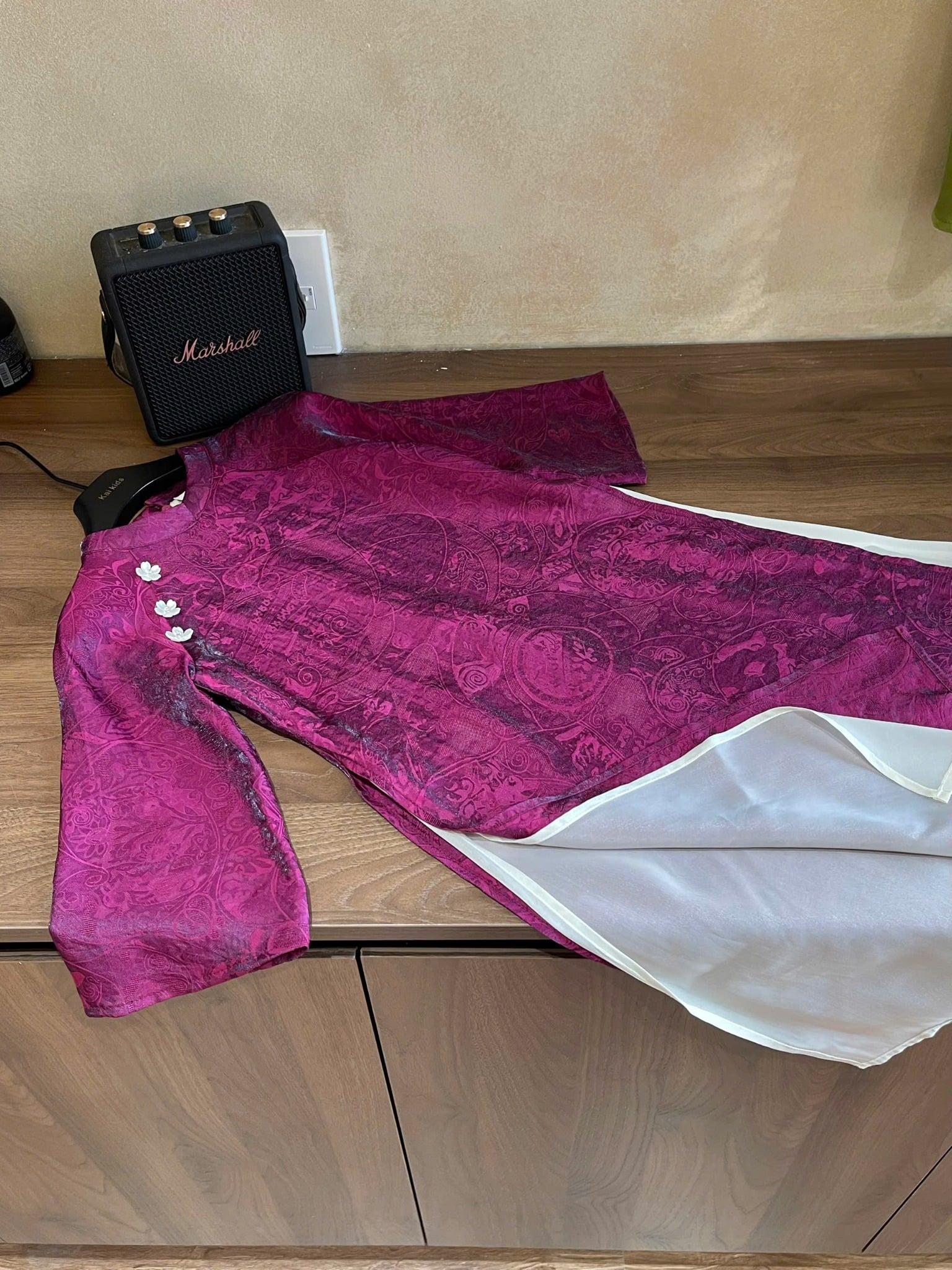 G464 SET ÁO DÀI TÍM HOA MAI ÁNH NHŨ CAO CẤP + QUẦN XANH NHẠT