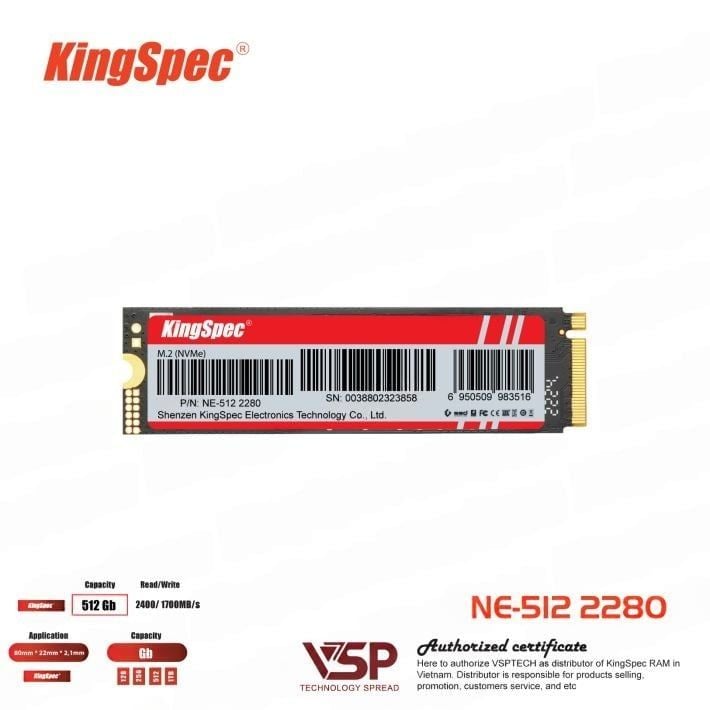Ổ cứng SSD Kingspec 512G Interface NVMe (NE-512) – TINHOCNGOISAO.COM