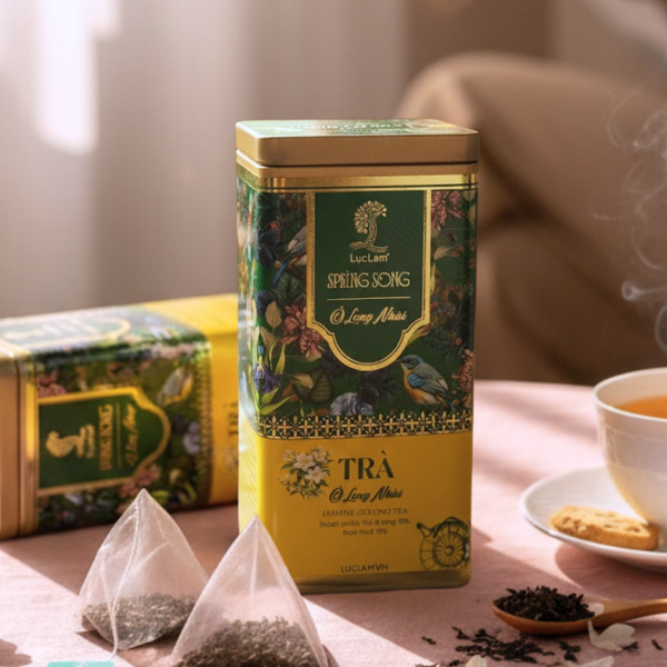 Spring Song - Trà OoLong Nhài - Hộp Thiếc Vuông Cao – Lục Lam