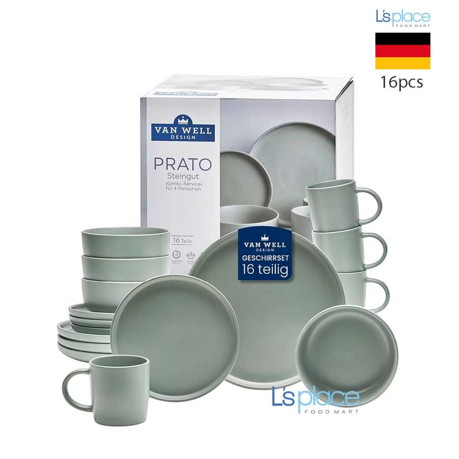 Van Well Bộ bát cốc gốm xanh Prato Steingut – L's Place Foodmart