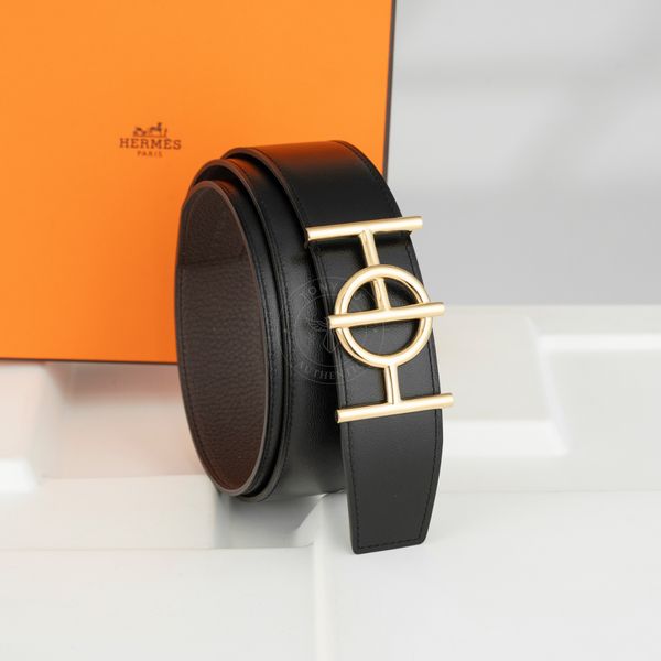 Thắt lưng Hermès Golden Ulysse Togo/Boxcalf (Đen/Nâu Gold) size 95 ...