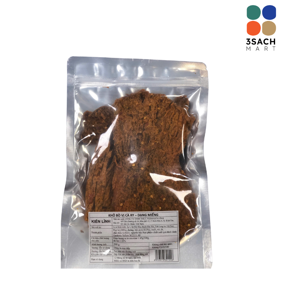 Khô Bò Vị Cà Ry Miếng (Gói 200g) – 3Sach Mart