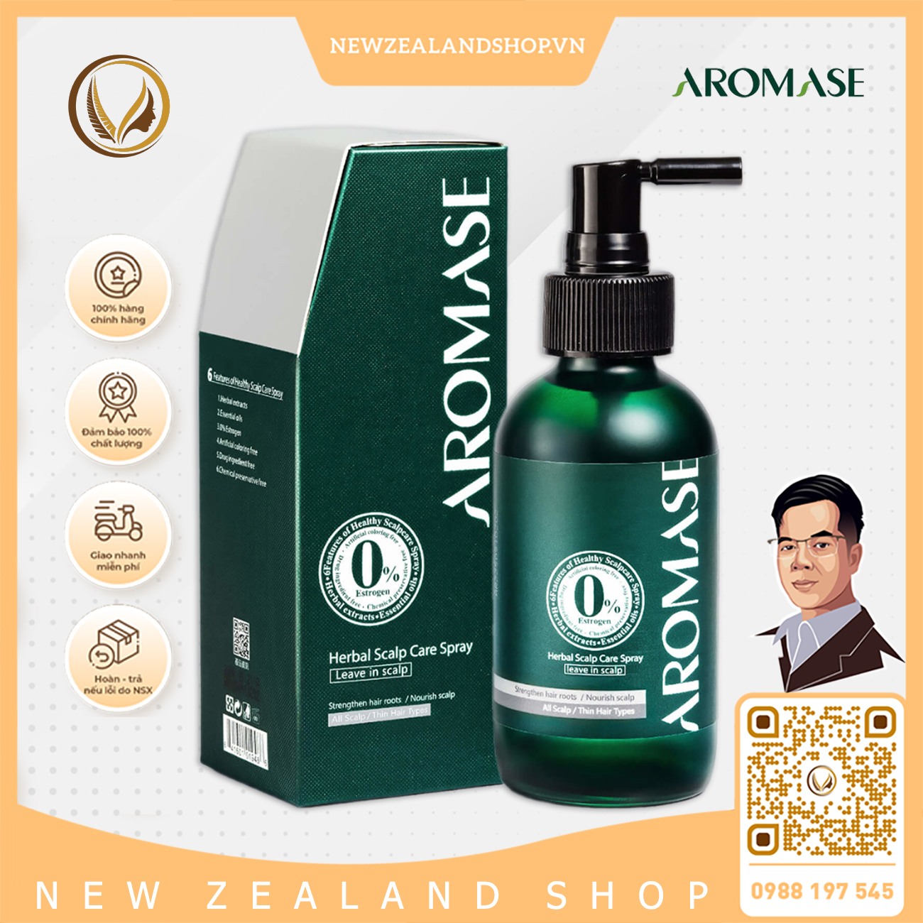 Xịt chăm sóc da đầu khô Thảo Dược AROMASE Herbal Scalp Care Spray 40ml