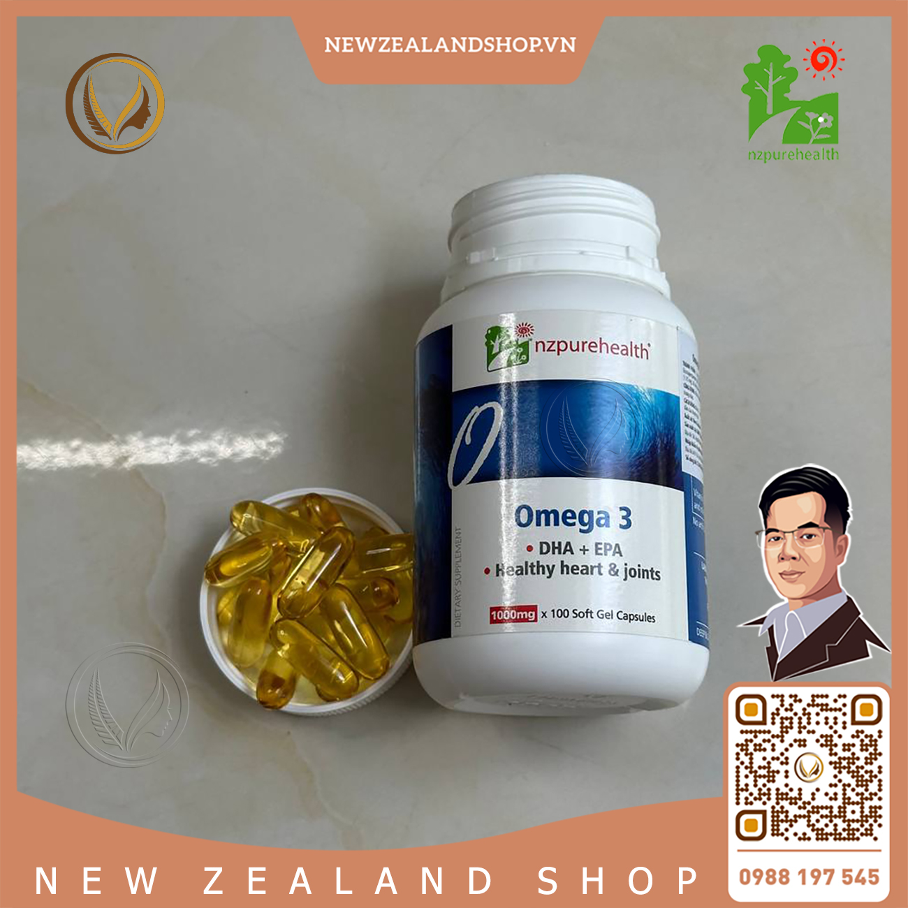 Viên uống dầu cá Omega 3 NZPurehealth Omega 3 100 viên