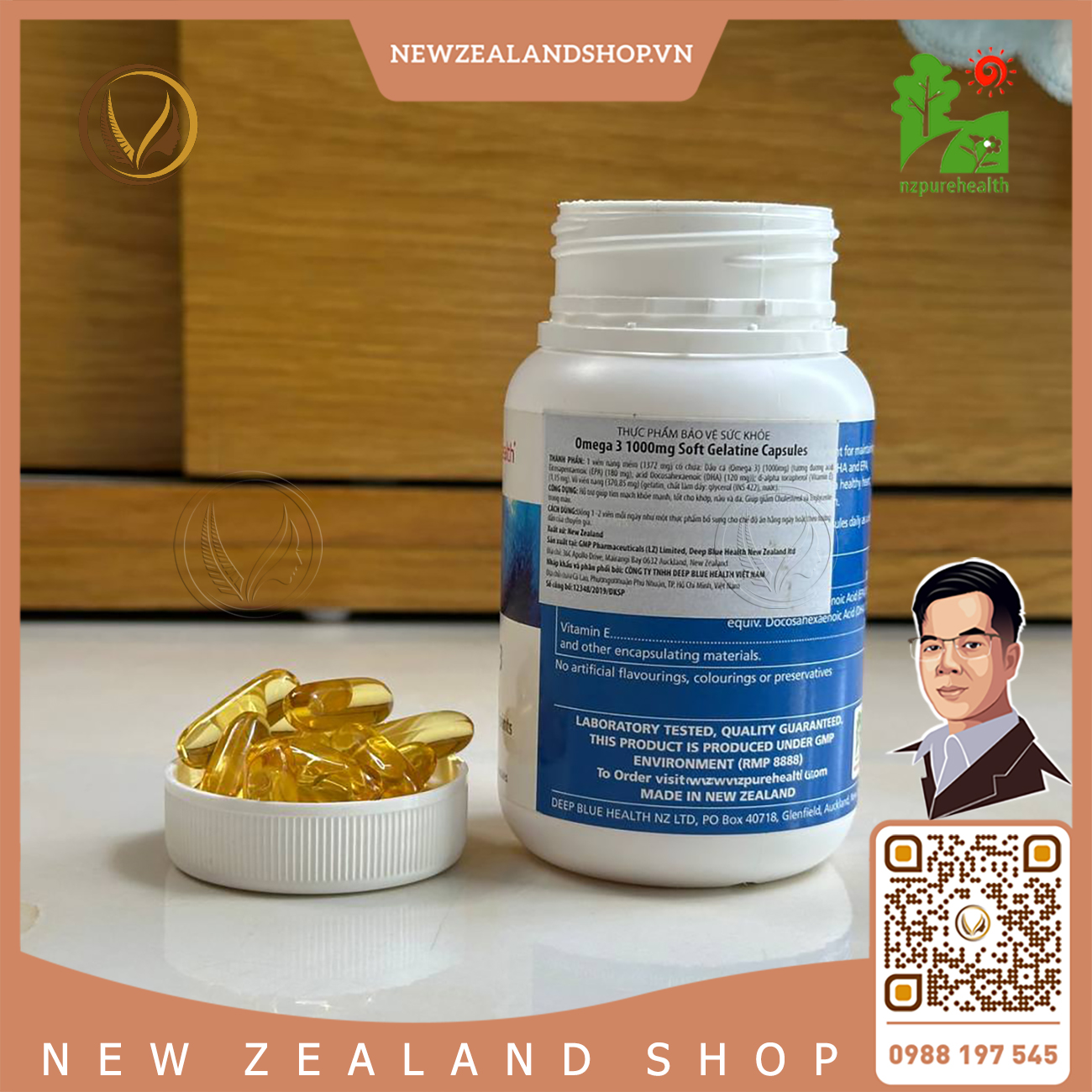 Viên uống dầu cá Omega 3 NZPurehealth Omega 3 100 viên