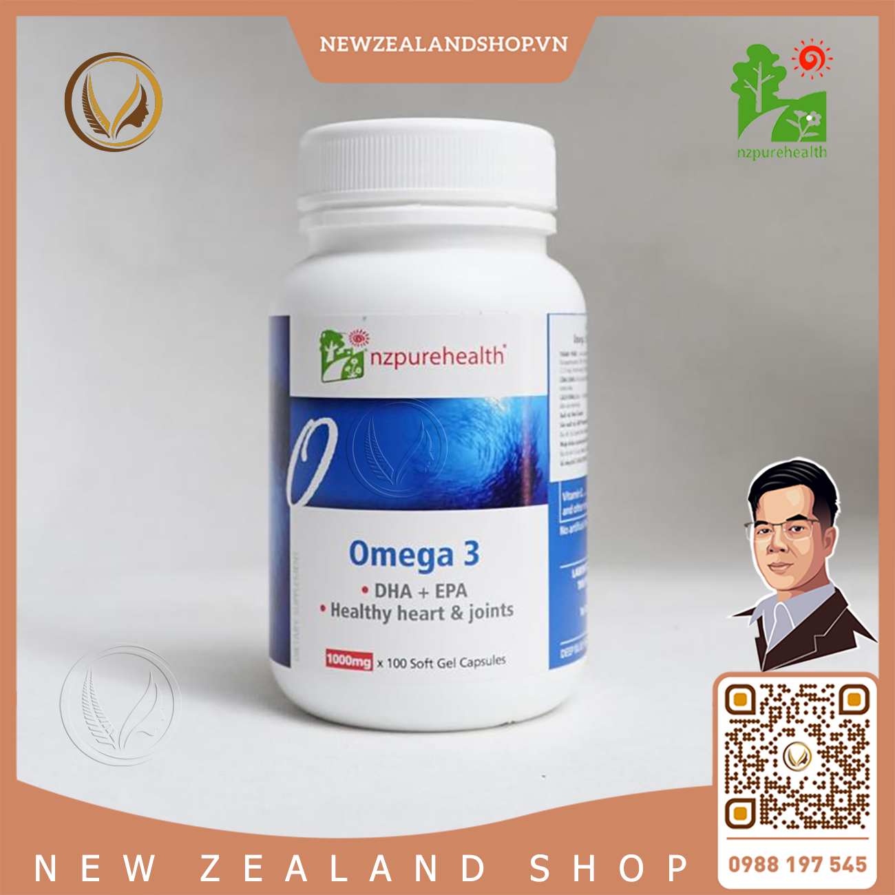 Viên uống dầu cá Omega 3 NZPurehealth Omega 3 100 viên