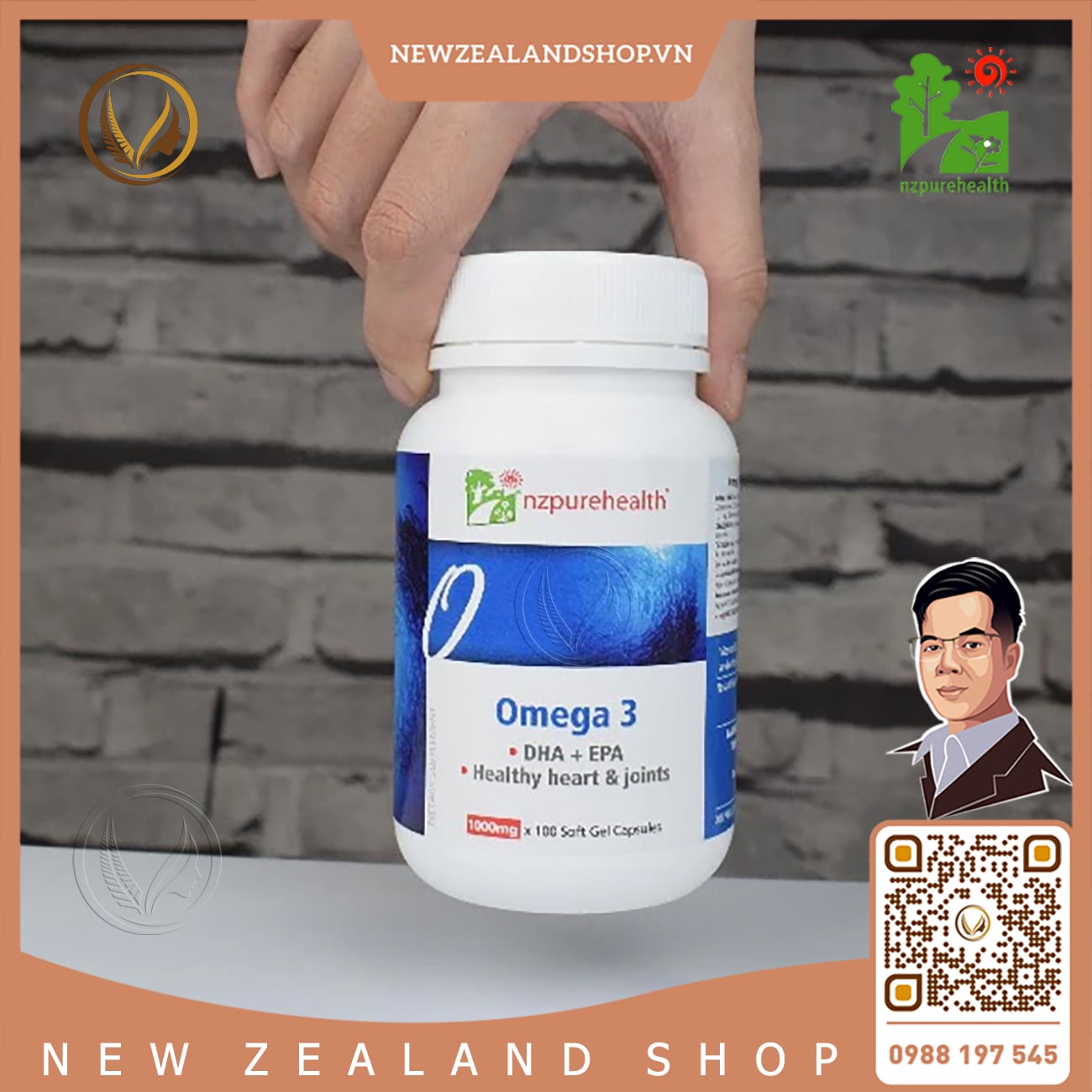 Viên uống dầu cá Omega 3 NZPurehealth Omega 3 100 viên