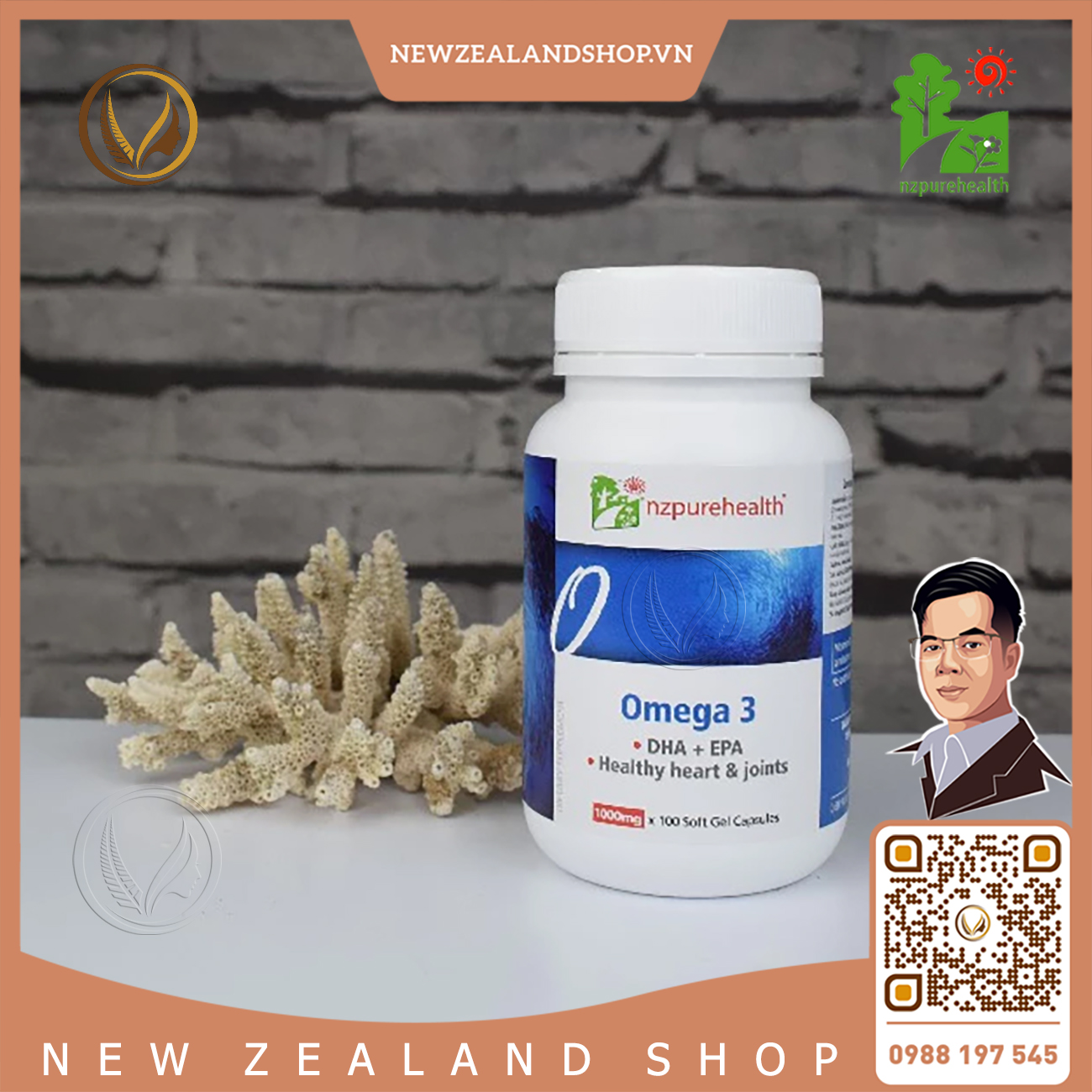 Viên uống dầu cá Omega 3 NZPurehealth Omega 3 100 viên