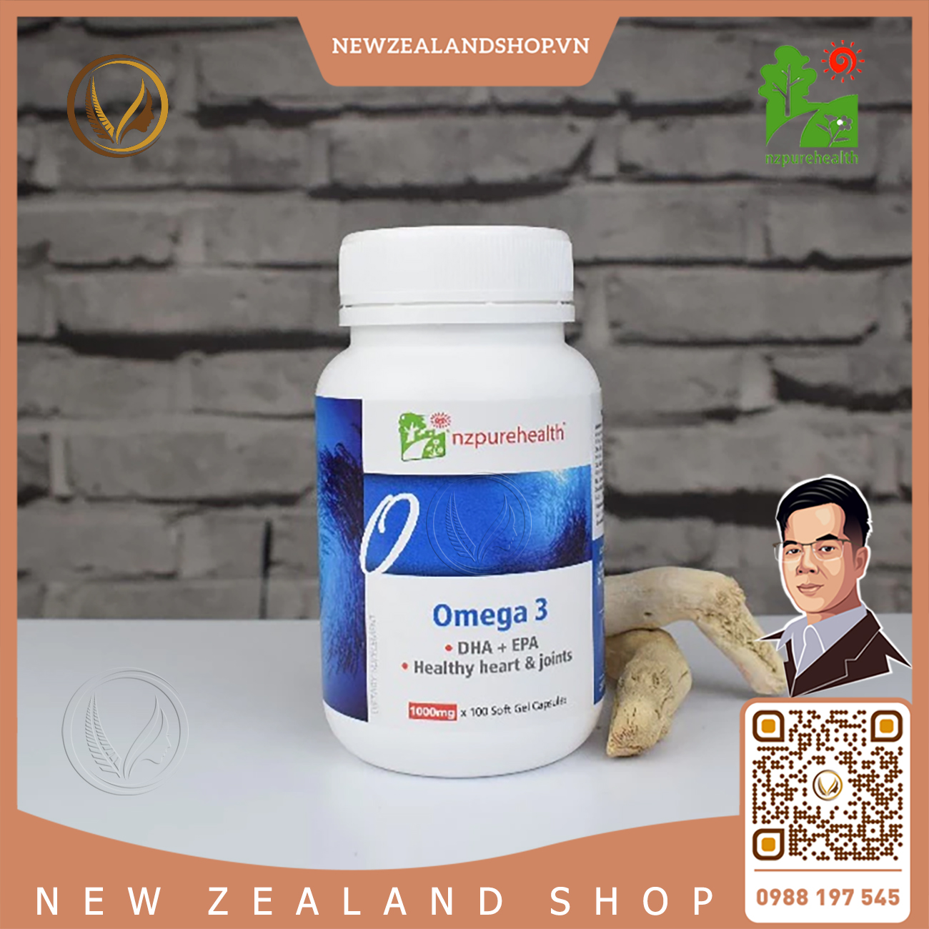 Viên uống dầu cá Omega 3 NZPurehealth Omega 3 100 viên