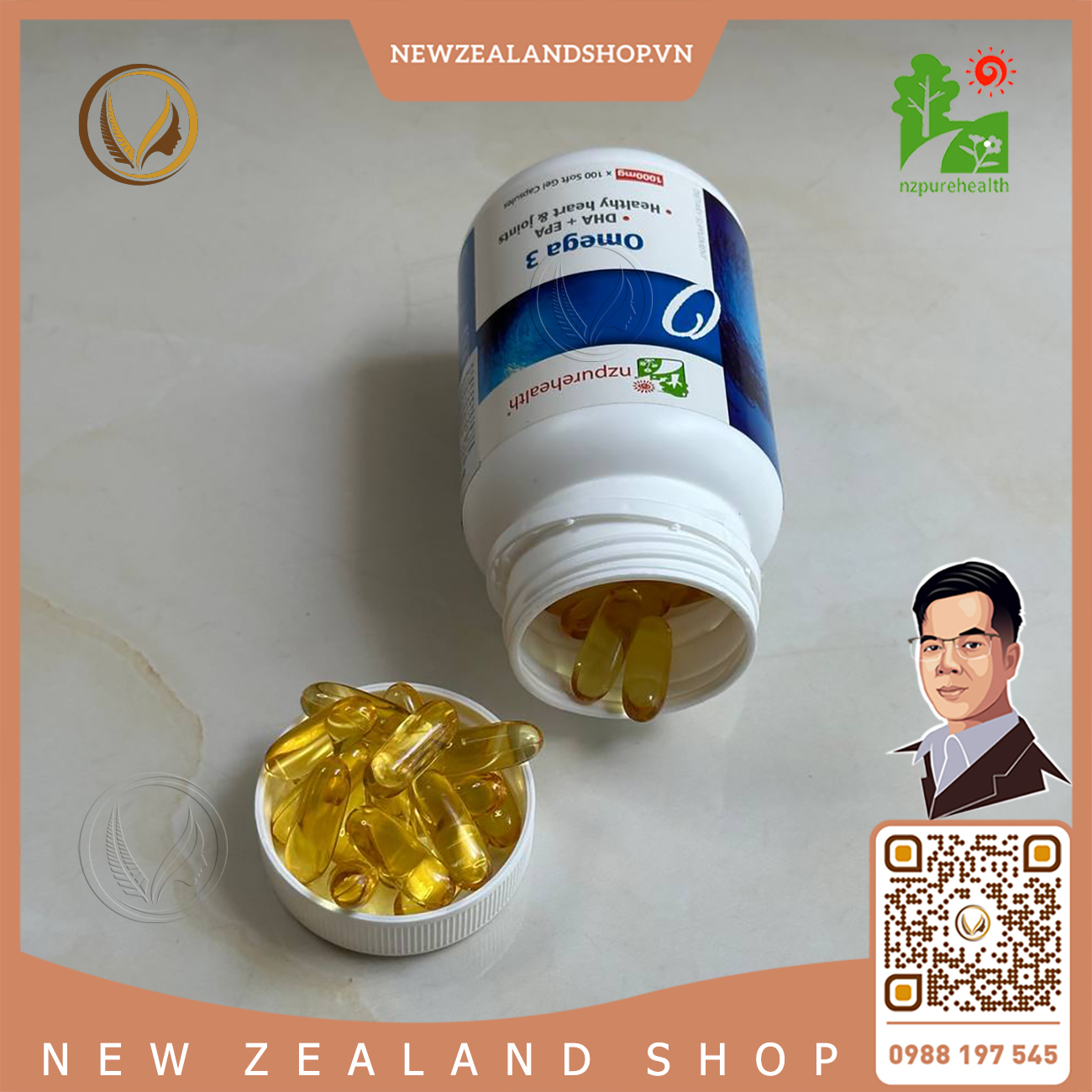 Viên uống dầu cá Omega 3 NZPurehealth Omega 3 100 viên
