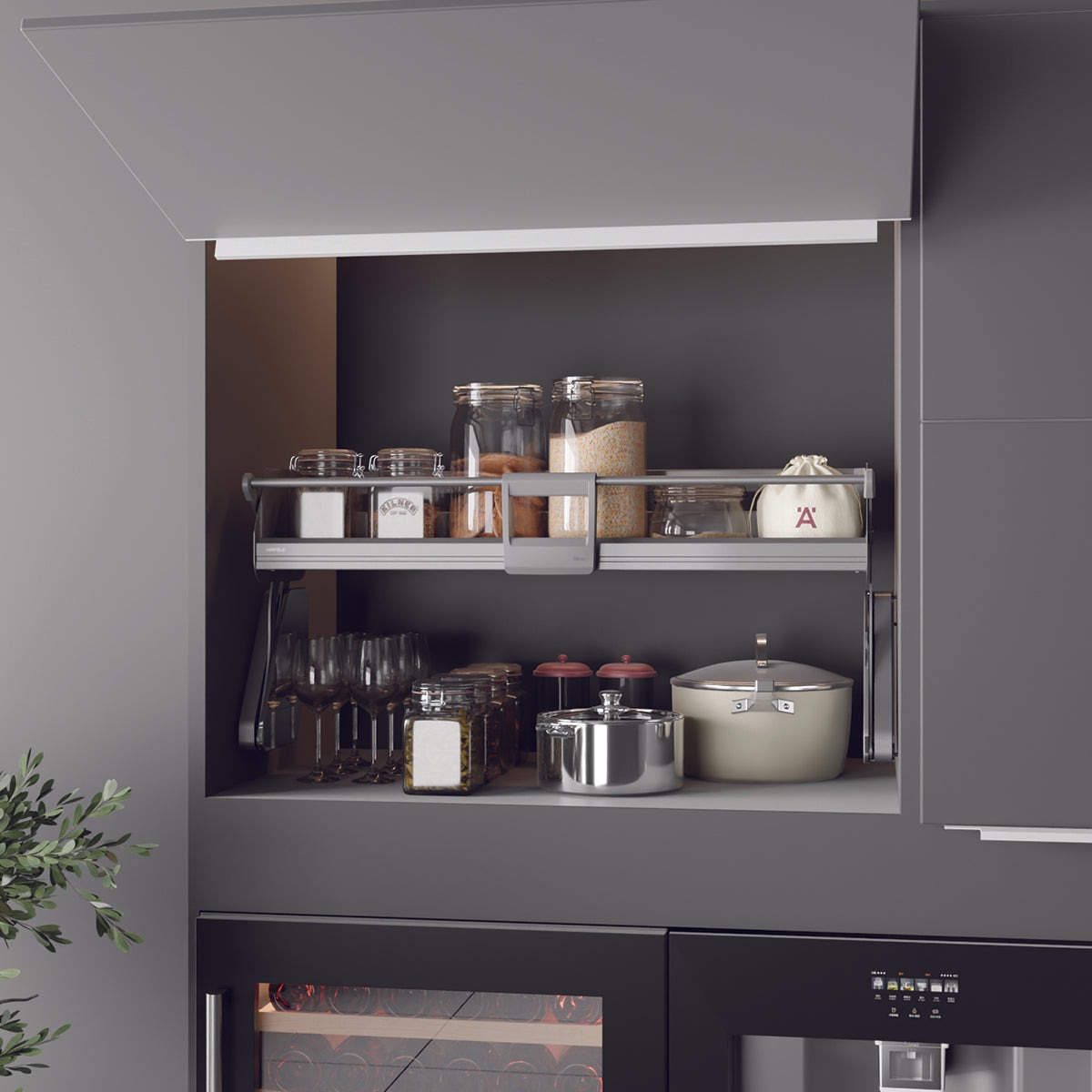 Kệ nâng hạ gia vị Hafele iMove 700mm - 1 tầng 504.68.374