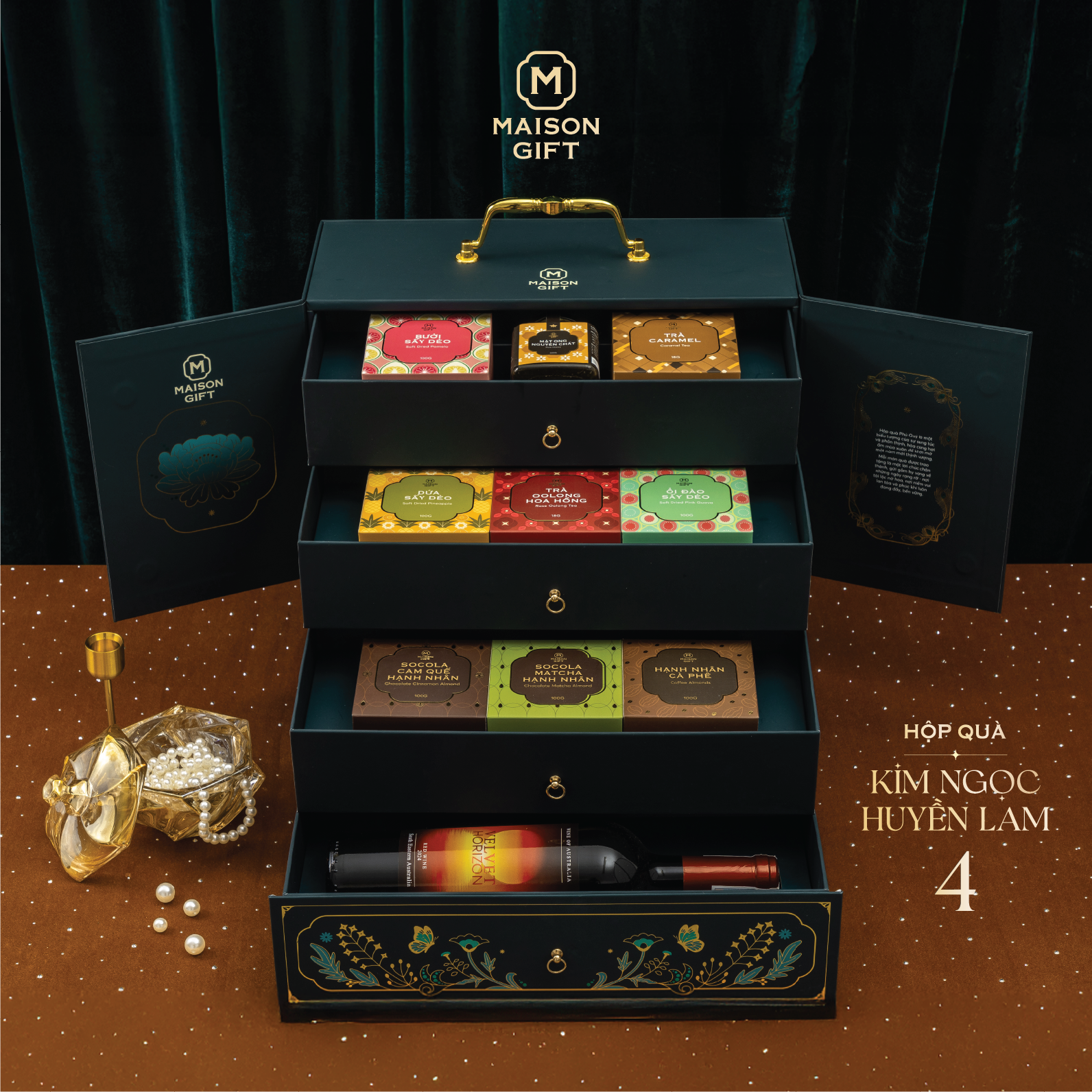 HỘP QUÀ KIM NGỌC HUYỀN LAM 4 – QUÀ TẾT MAISON GIFT