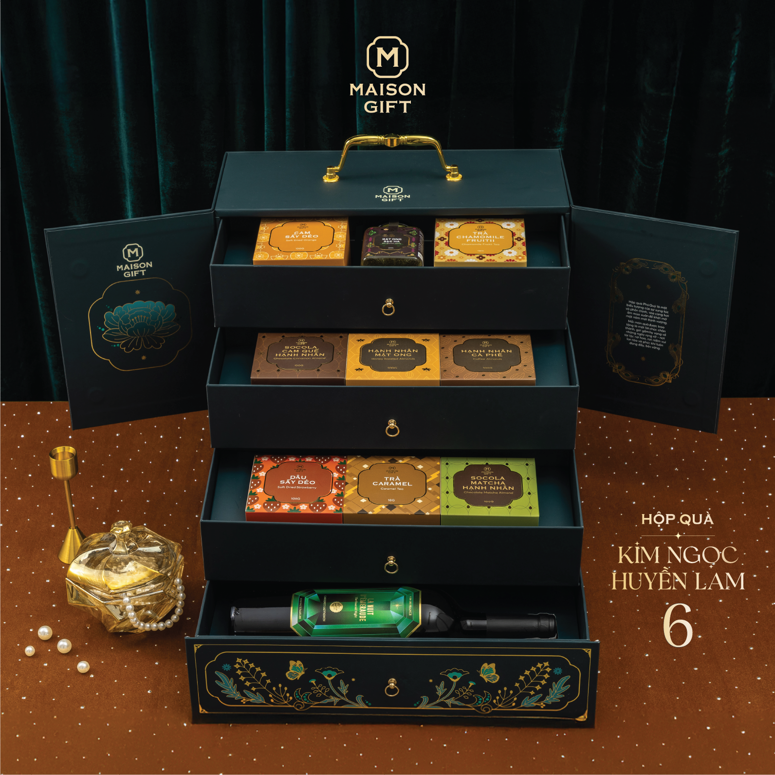 HỘP QUÀ KIM NGỌC HUYỀN LAM 6 – QUÀ TẾT MAISON GIFT