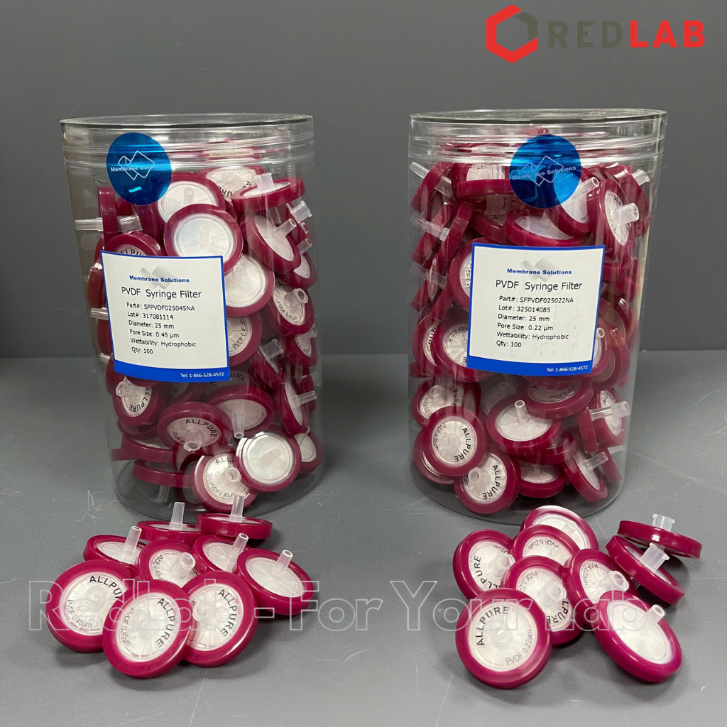 Đầu lọc sắc ký PVDF kị nước MEMBRANE SOLUTIONS 25mm lỗ lọc 0.22um ...