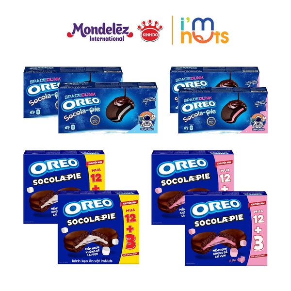 Bánh Oreo Pie Socola và Dâu hộp 168g – Bánh kẹo Ăn vặt ImNuts