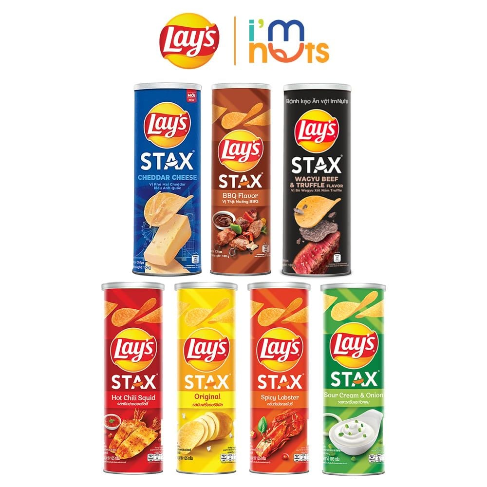 Snack Khoai tây Lays Stax đủ vị lon 100g – Bánh Kẹo ImNuts
