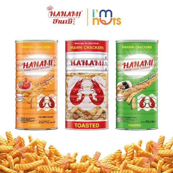 Snack Tôm Hanami Thái Lan Đủ Vị Hộp Thiếc 110g – Bánh kẹo Ăn vặt ImNuts