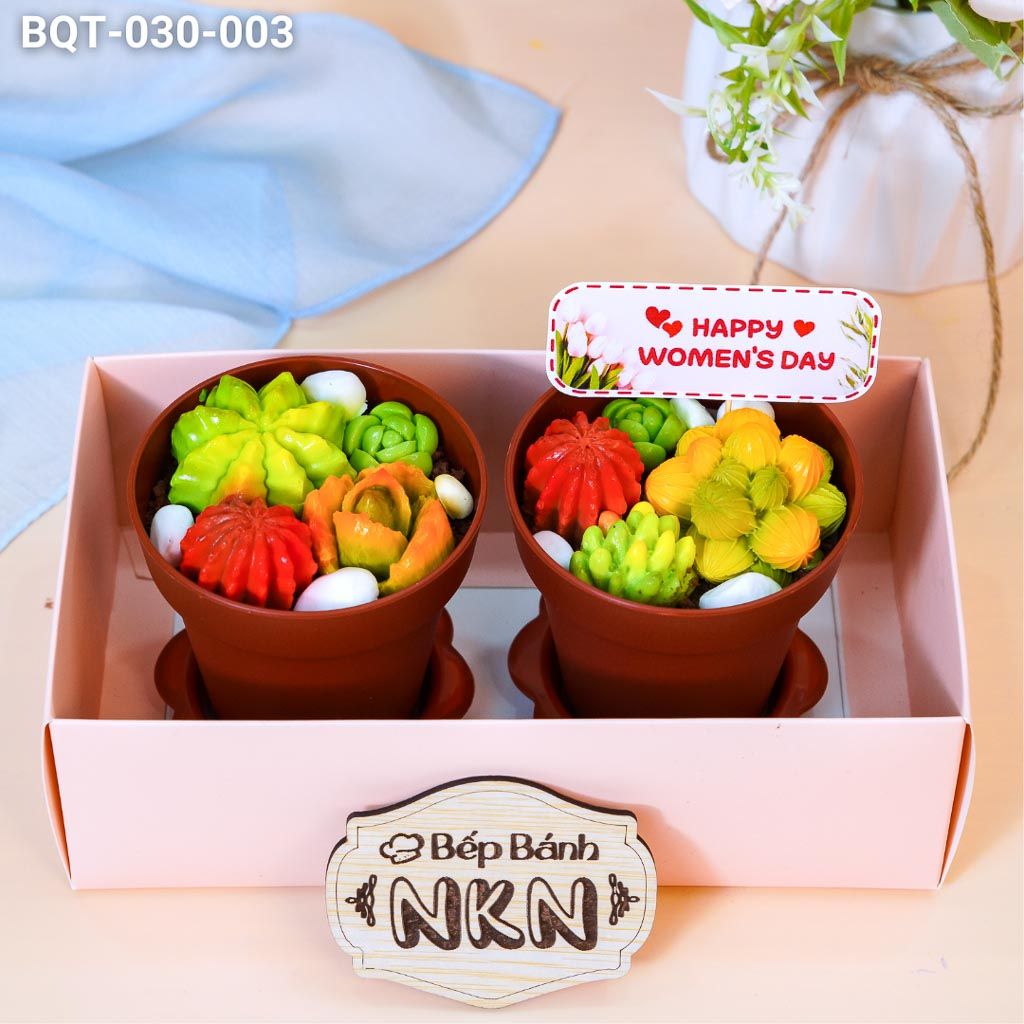 Hộp Quà 2 Chậu Bánh Sen Đá Kèm Xẻng (BQT-030-003) – Bếp bánh NKN