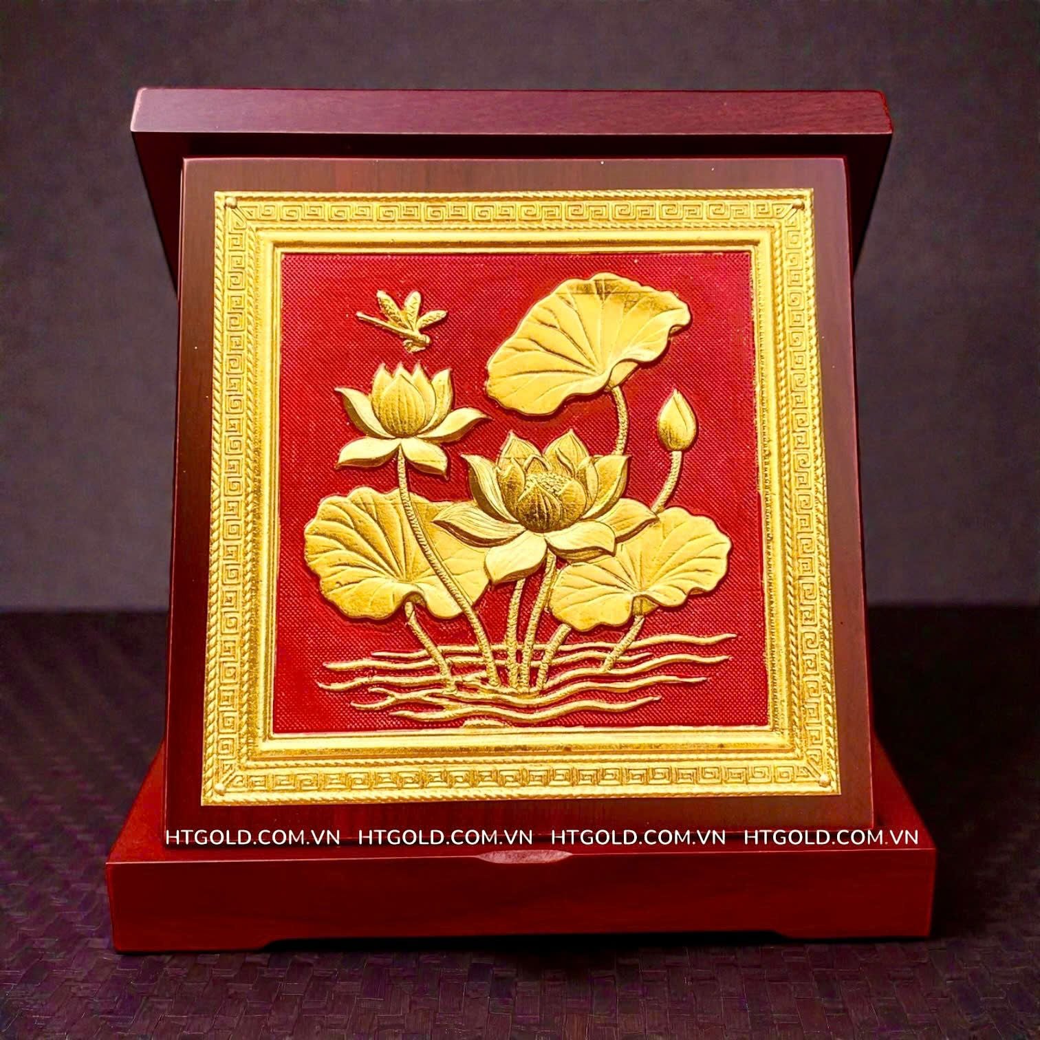 QUÀ TẶNG TRANH ĐỒNG HOA SEN, DÁT VÀNG (Kích thước 18cm) – Tranh Đồng ...