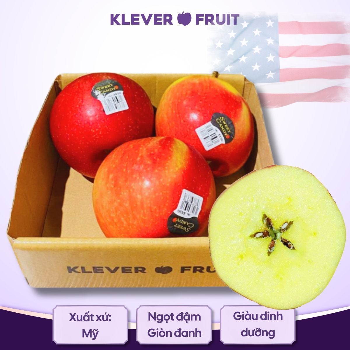 Táo Ever Crisp Mỹ Size Nhỏ – Táo Nhập Khẩu Giòn Ngọt tại Klever Fruit