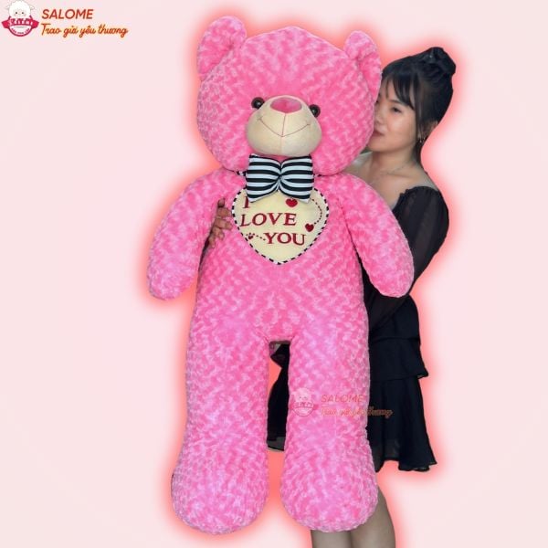Gấu bông Teddy hồng thêu tim I LOVE YOU SALOME Gấu bông teddy khổng lồ ...