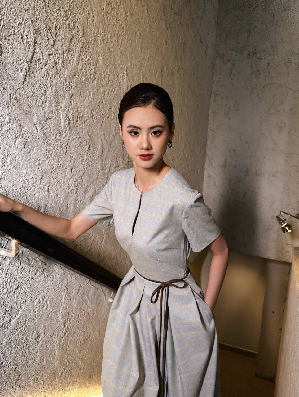 Đầm midi xòe Lê House PLY GREY ARUM