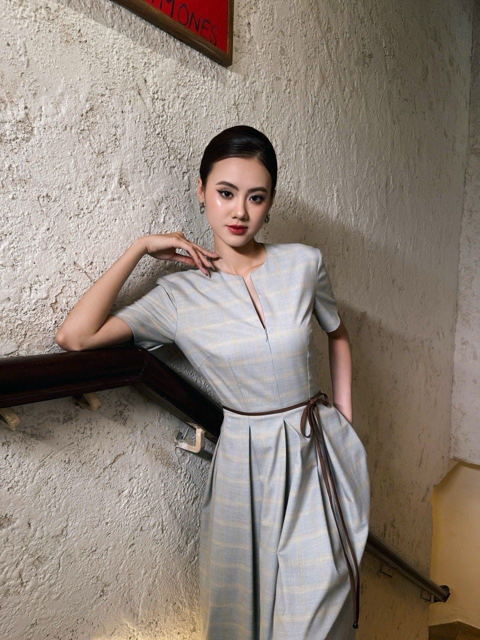 Đầm midi xòe Lê House PLY GREY ARUM