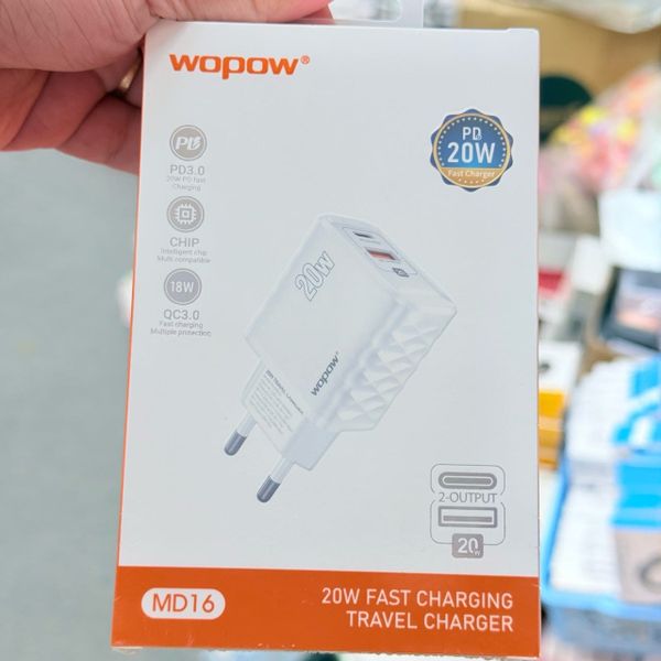 CÓC SẠC chính hãng WOPOW WD01 - PD 20W QC 3.0