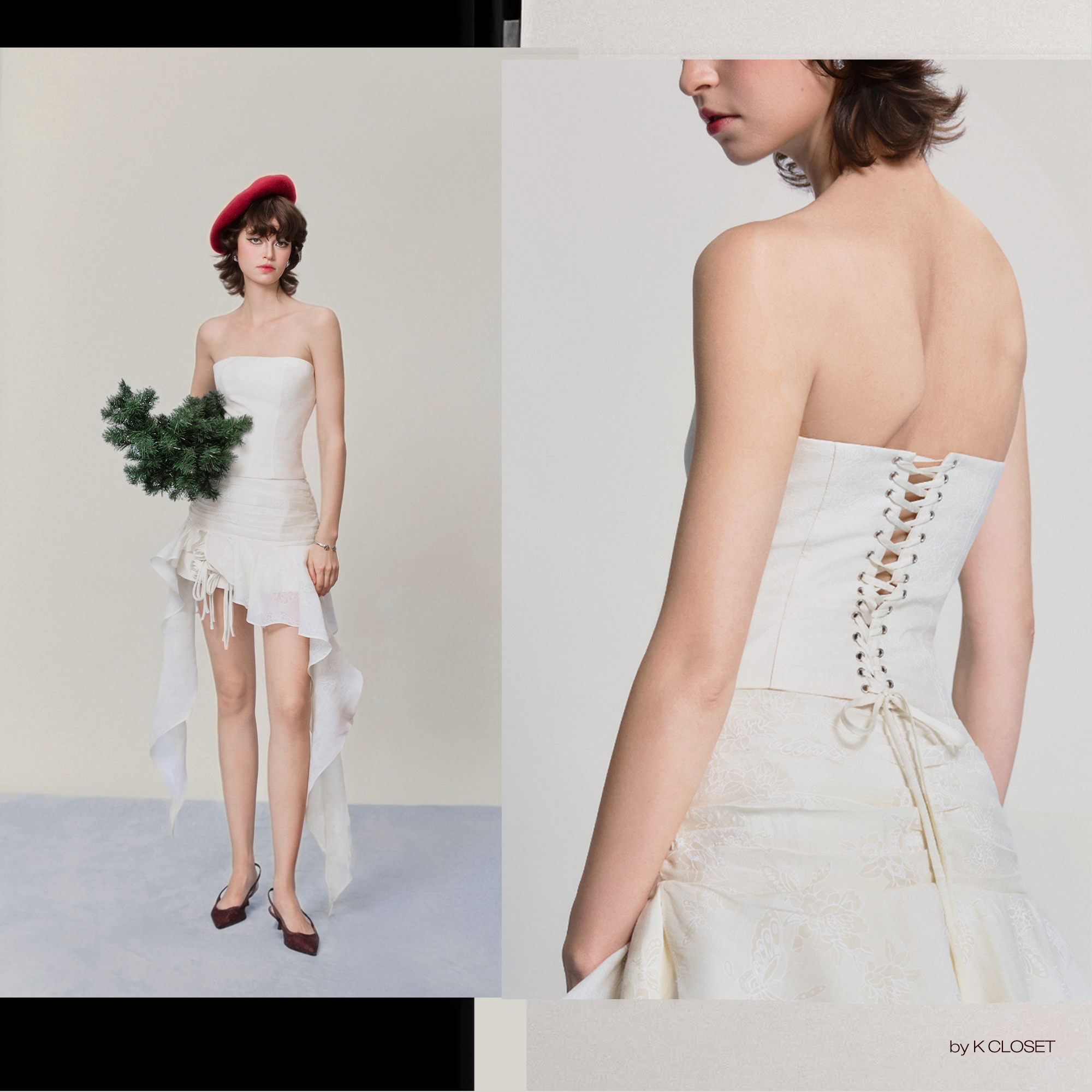 K Closet 2-Piece Strapless Top & Ruffled Tiered Skirt Set – K CLOSET