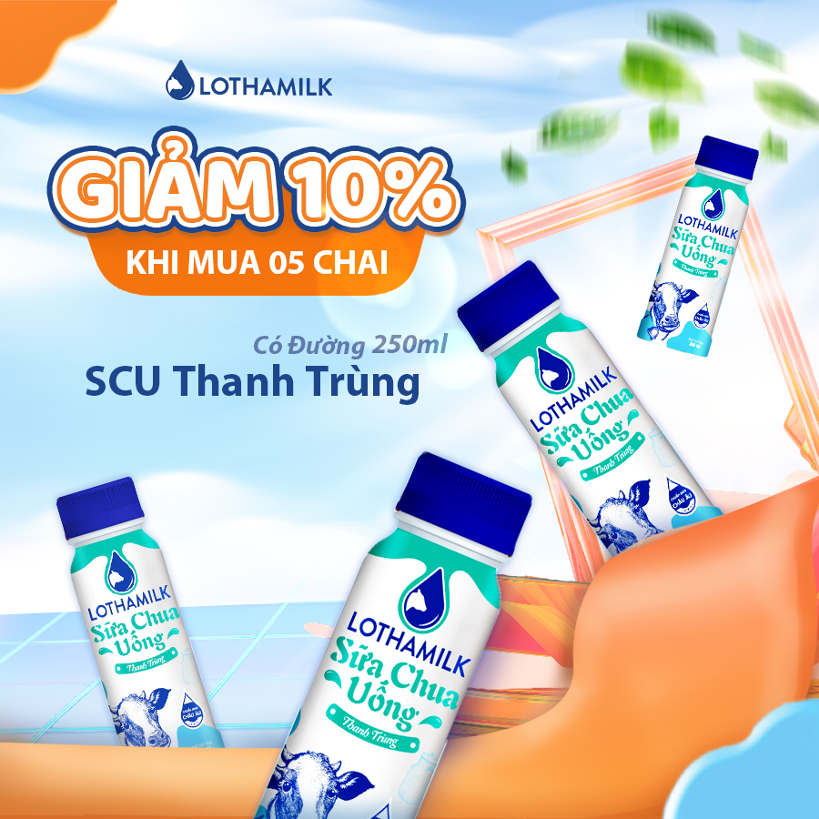 Sữa chua uống thanh trùng có đường 250ml - LothaMilk