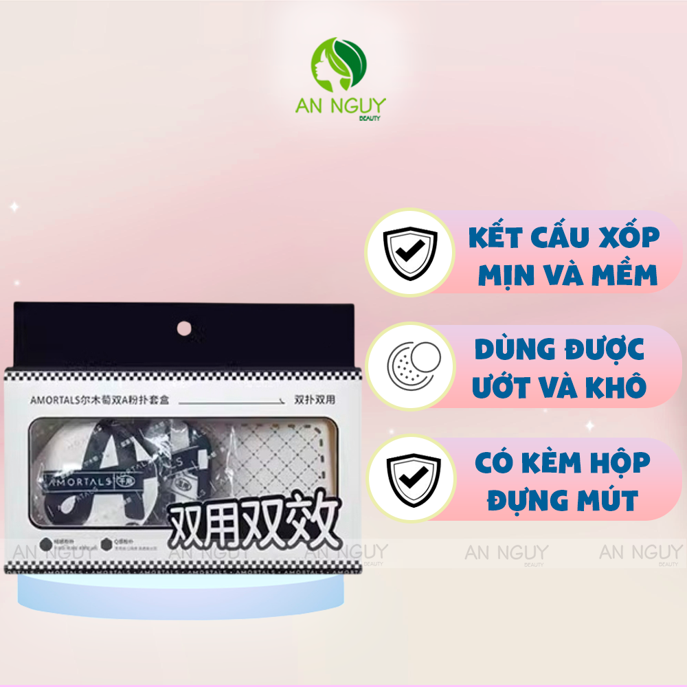 Bộ 2 Bông Mút Trang Điểm Amortals Double A - Amortals Dual-A Powder ...