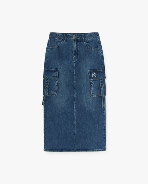 MLB - Chân váy denim midi Basic Small Logo MLB Việt Nam