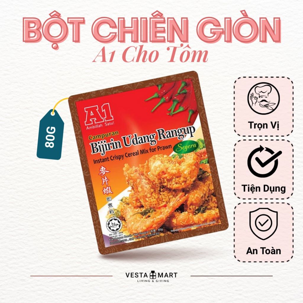 Hộp 12 Gói Bột Chiên Giòn Ngũ Cốc A1 Cho Tôm (Campuran Bijirin Udang ...