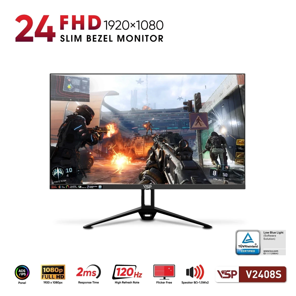 Màn hình VSP V2408S (24inch / ADS/IPS / FHD / 120Hz / 2ms) Đen – TITEK