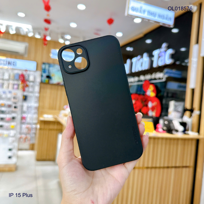 ** Ốp IP 15 Plus KST Design vân da đen trơn