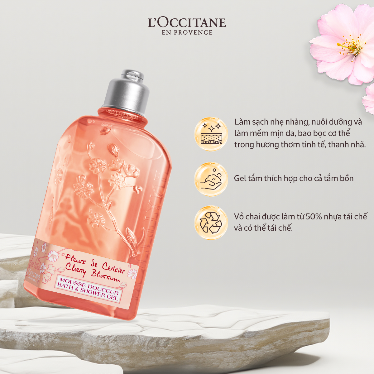 Gel Tắm Hương Hoa Anh Đào L'Occitane Cherry Blossom Bath & Shower Gel
