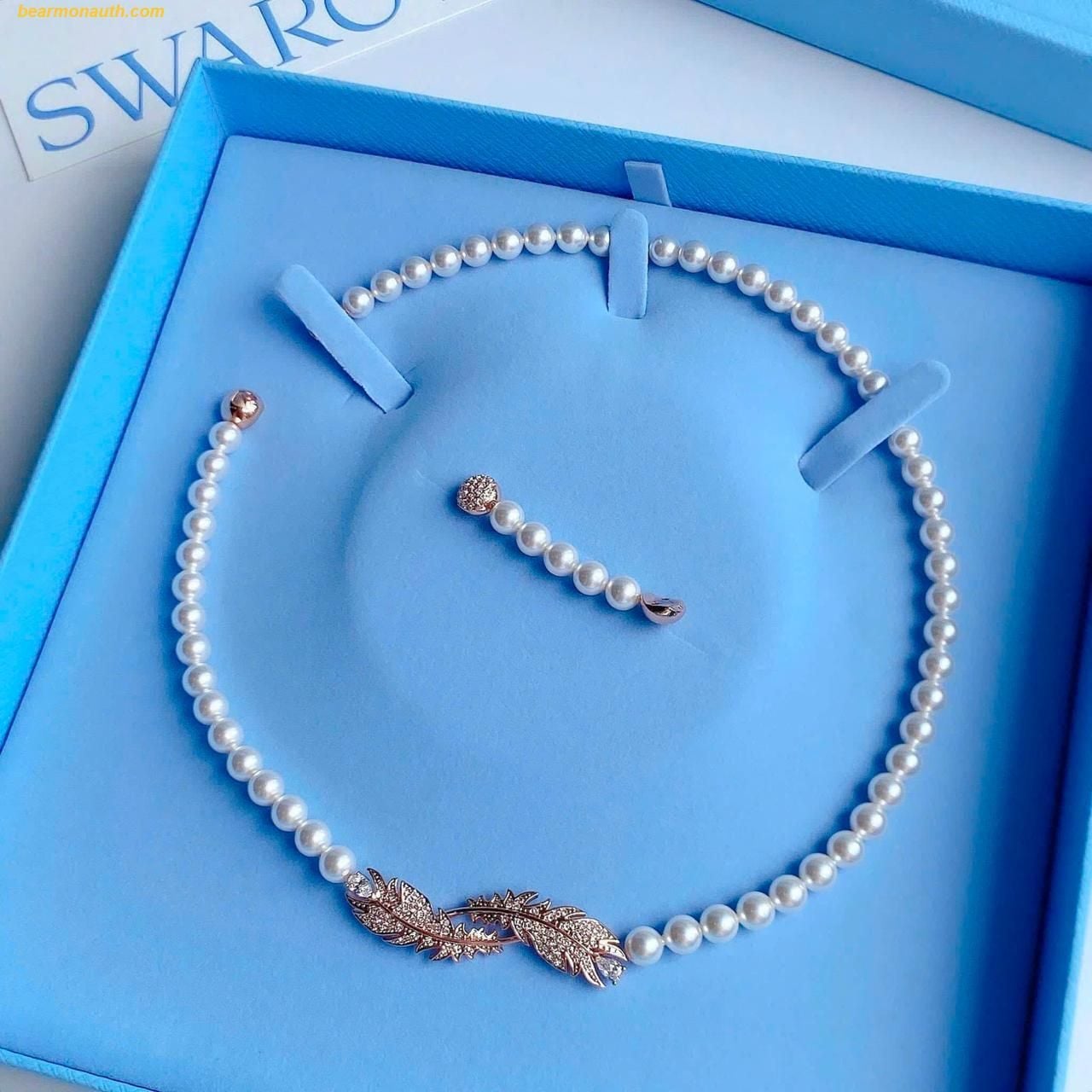 Dây Chuyền, Vòng Cổ Swarovski Nice Feather Crystal Pearl Necklace SKU ...