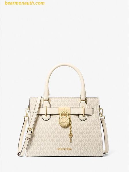 Túi Xách Michael Kors Hamilton Small Logo Satchel 35F1GHMS1B Trắng Log ...